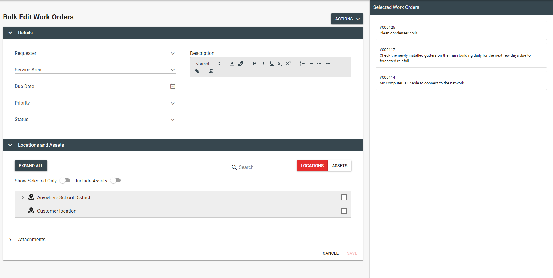 Bulk updating entities – Q Ware Support