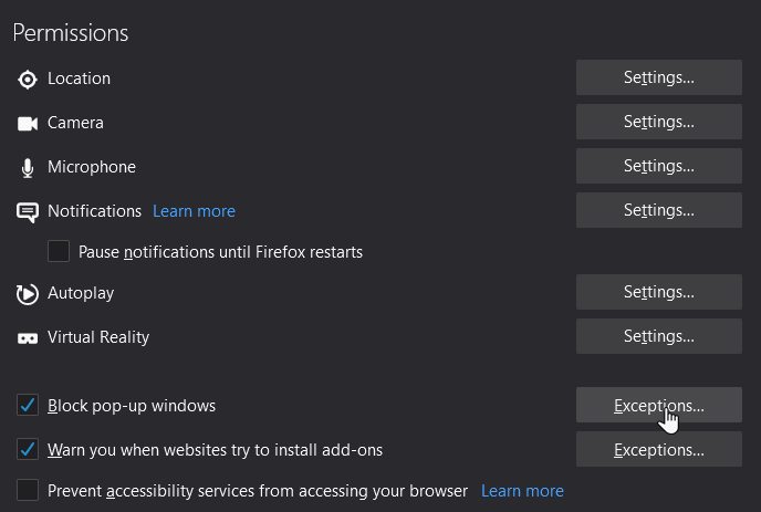 How to turn off popup blocking – Q Ware Support