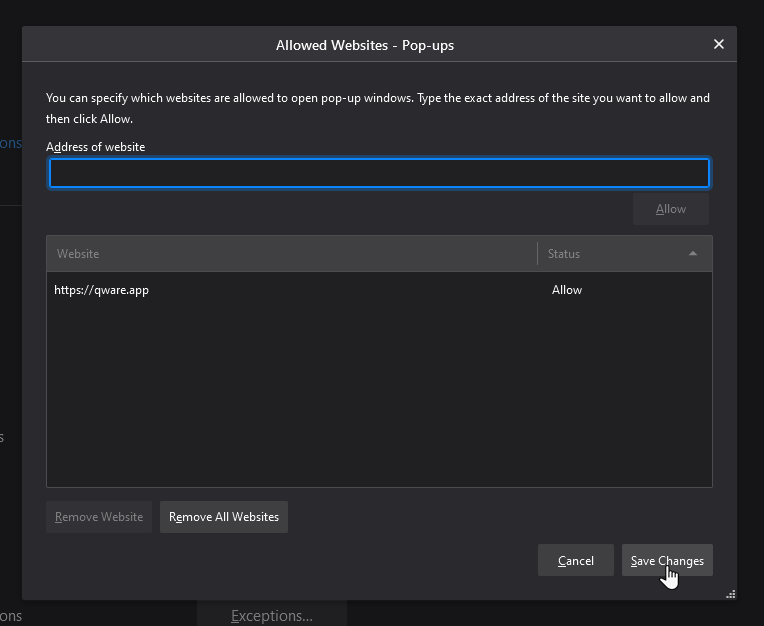 How to turn off popup blocking – Q Ware Support