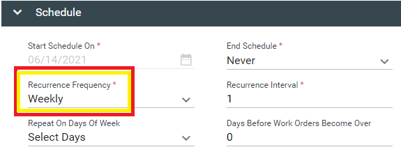 How to schedule a weekly recurring work order – Q Ware Support